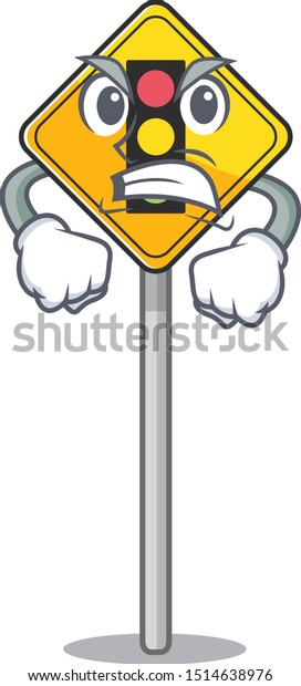 Angry Traffic Light Ahead Shape Mascot Stock Vector (Royalty Free ...