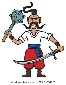 Angry Ukrainian Cossack Mace Sword Stock Vector (Royalty Free) 237345874