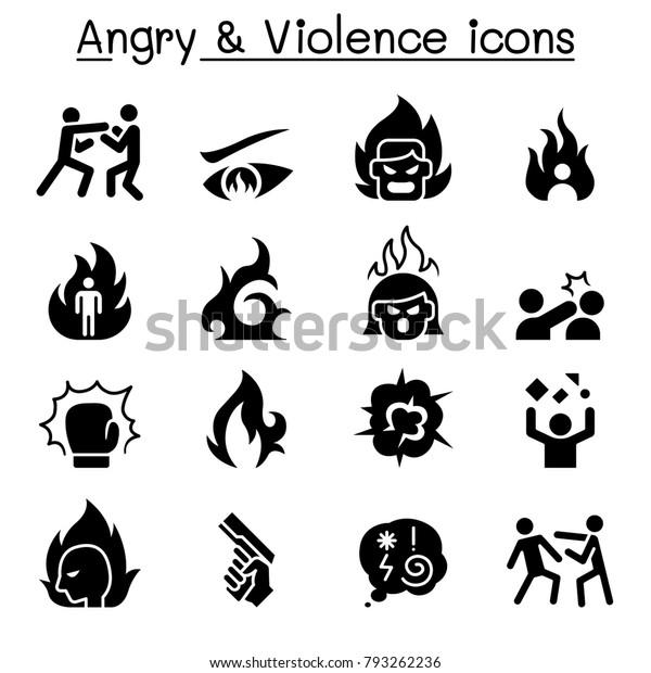 Angry Violence Icon Set Stock Vector (Royalty Free) 793262236 ...