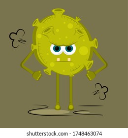 Angry Virus Cartoon Over Colored Background Stock Vector (Royalty Free ...