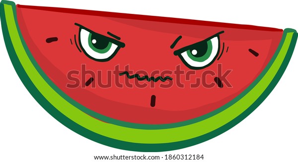Angry Watermelon Illustration Vector On White Stock Vector (Royalty ...