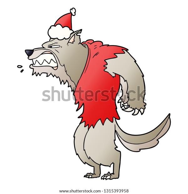 Vektor Stok Angry Werewolf Hand Drawn Gradient Cartoon (Tanpa Royalti ...