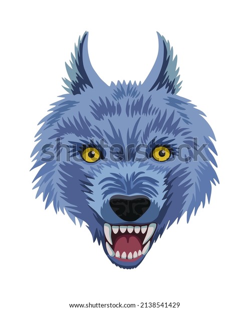 Angry Wolf Head Isolated On White 库存矢量图（免版税）2138541429 | Shutterstock