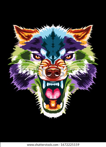 Angry Wolf Head Pop Art Illustration Stock Vector (Royalty Free ...