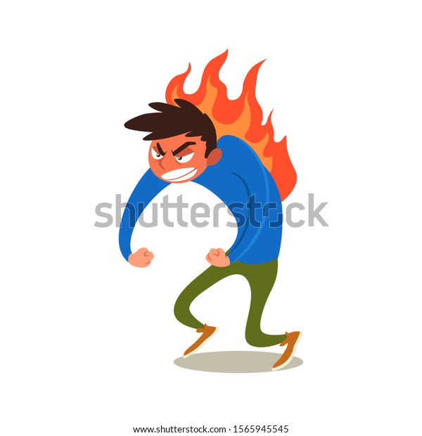 Angry Young Man Red Face Rampage Stock Vector (Royalty Free) 1565945545 ...