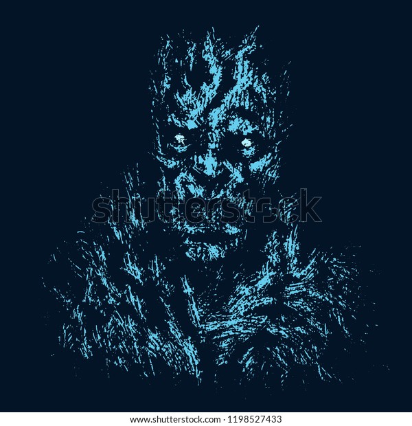 Angry zombie concept. Black background color. Illustration in genre of ...