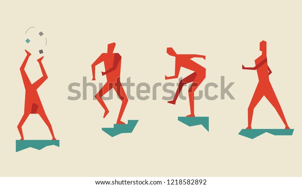 Angularstyle People Unusual Awkward Poses Symbolized: vector de stock ...