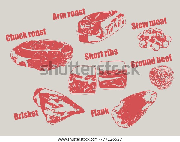 Angus Beef Parts Stock Vector (Royalty Free) 777126529 | Shutterstock