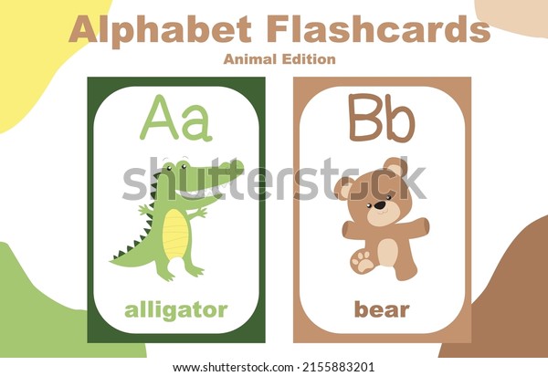 Animal Alphabet Flashcard Educational Printable Flashcard: เวกเตอร์ ...