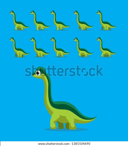 Animal Animation Sequence Dinosaur Brachiosaurus Walking Stock Vector ...