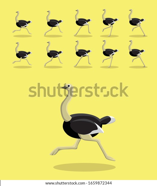 Animal Animation Sequence Ostrich Running Cartoon Stock Vector (Royalty ...