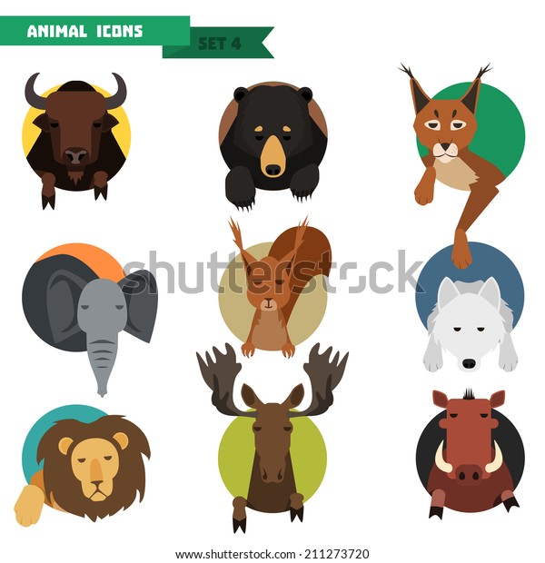 Animal Avatars Set Flat Design Vector Stock Vector (Royalty Free ...