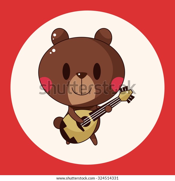 Animal Bear Playing Instrument Cartoon Theme Stock Vector (Royalty Free ...