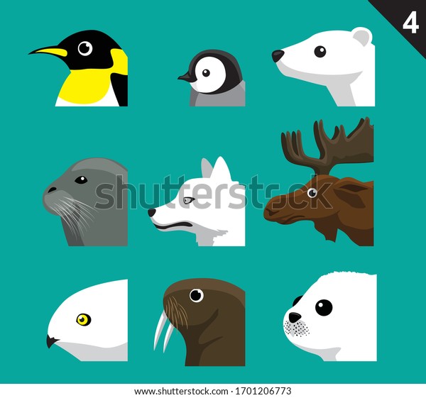 Animal Cartoon Faces Side View Set Stock Vector (Royalty Free ...