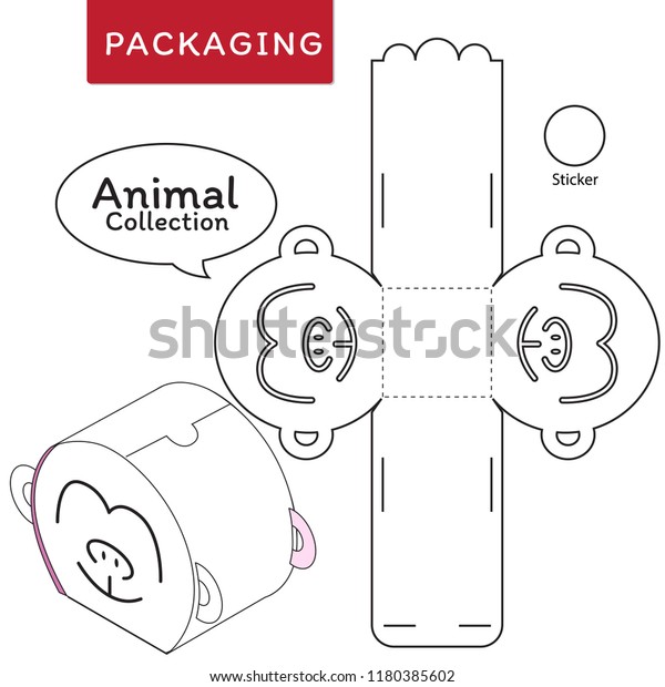 Animal Collection Vector Illustration Boxpackage Template: vector de ...