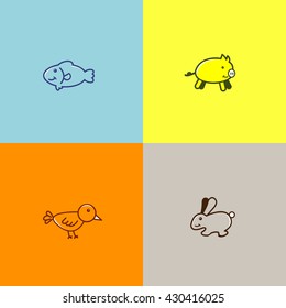 Animal Drawing Minimal Concept Design Vector Stock Vector (Royalty Free ...