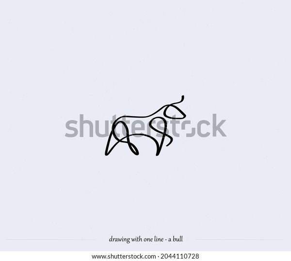Animal Drawn Single Line Buffalo Stock Vector (Royalty Free) 2044110728 ...