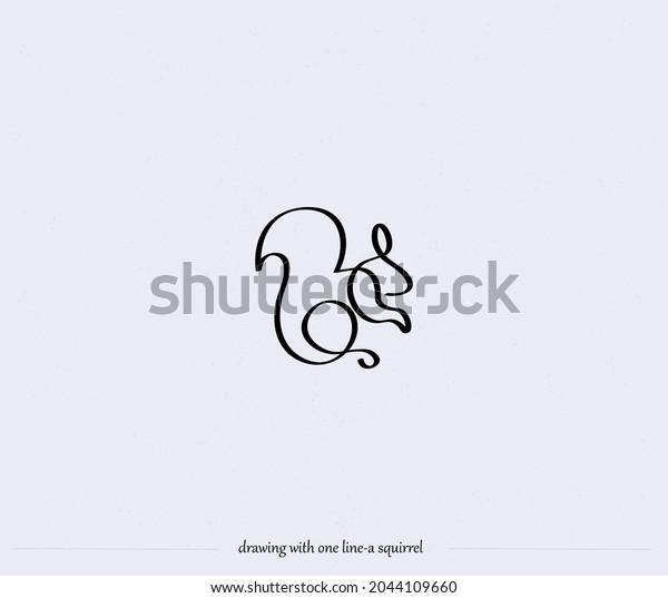 Animal Drawn Single Line Squirrel Stock Vector (Royalty Free ...