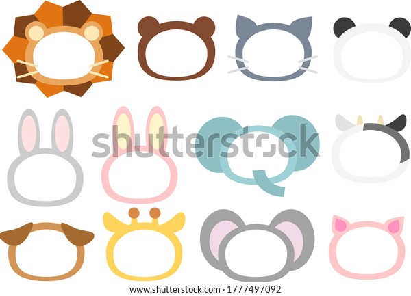 Animal Face Frame Illustration Set 库存矢量图（免版税）1777497092 | Shutterstock
