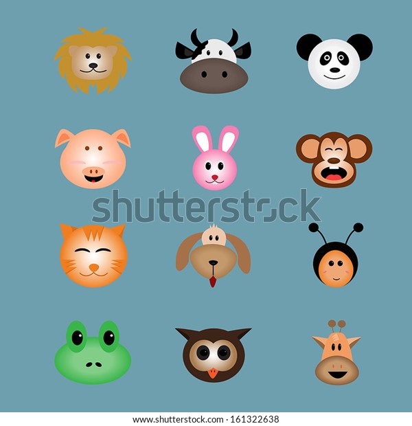 Animal Face Icon Vector: vetor stock (livre de direitos) 161322638 ...