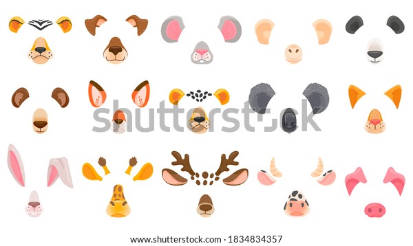 Animal Face Video Chat Filter Masks Stock Vector (Royalty Free ...