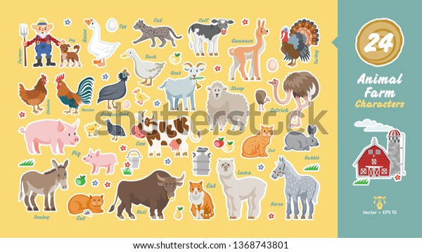 Animal Farm Characters Set Farmer Dog Stock Vector (Royalty Free ...