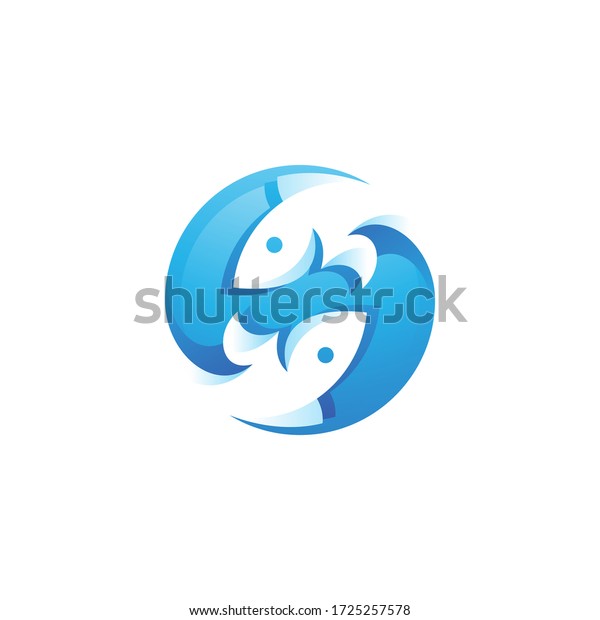 Animal Fish Negative Space Style Circle Stock Vector (Royalty Free ...