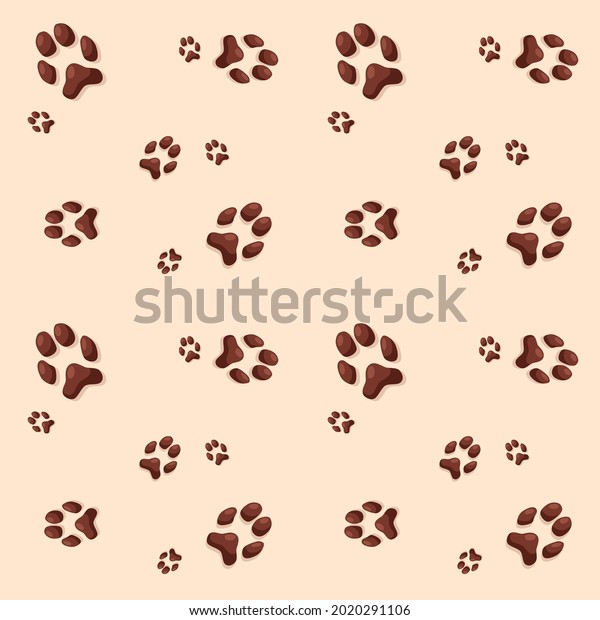 Animal Footprints Pattern Cat Dog Brown Stock Vector (Royalty Free ...