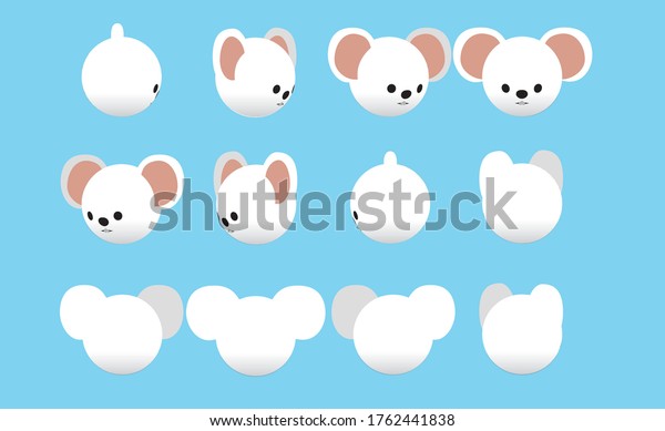 Animal Head White Mouse Animate Spinning Stock Vector (Royalty Free ...