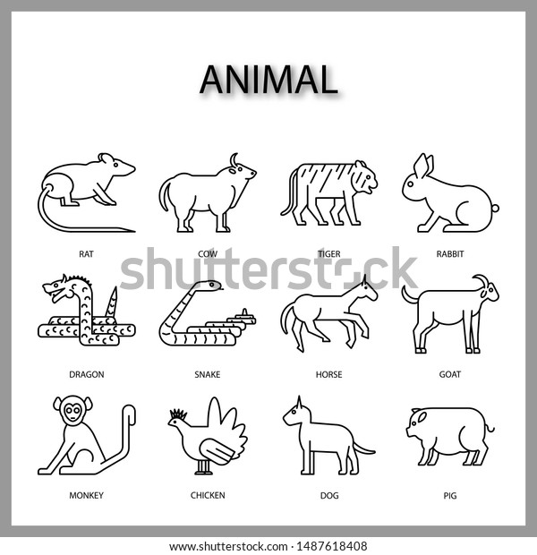 Animal Icon On White Background Stock Vector (Royalty Free) 1487618408