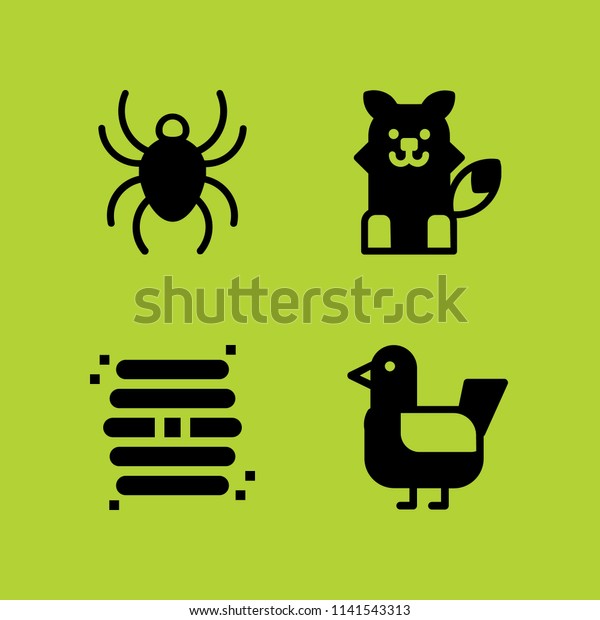 Animal Icon Set Hen Fox Beehive Stock Vector (Royalty Free) 1141543313 ...