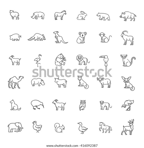 Tiersymbole. Vektorgrafik-Symbolsatz. Zoo Stock-Vektorgrafik ...