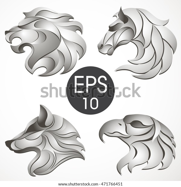 Animal Logo Design Collection Animal Set: เวกเตอร์สต็อก (ปลอดค่า ...