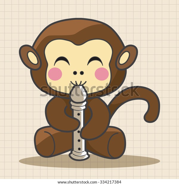 Animal Monkey Playing Instrument Cartoon Theme Stock Vector (Royalty ...