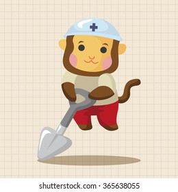 Animal Monkey Worker Cartoon Theme Elements Stock Vector (Royalty Free ...