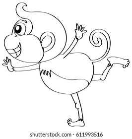 Animal Outline Monkey Dancing Illustration Stock Vector (Royalty Free ...