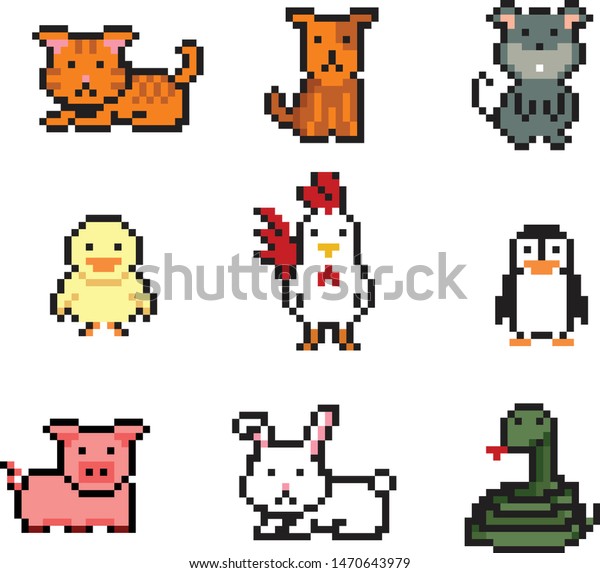Animal Pixel Art 库存矢量图（免版税）1470643979 | Shutterstock