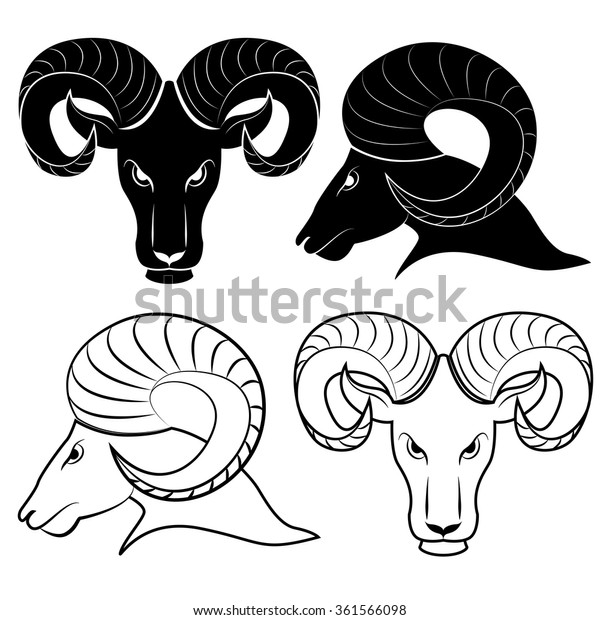 Animal Ram Logo Set Stock Vector (Royalty Free) 361566098