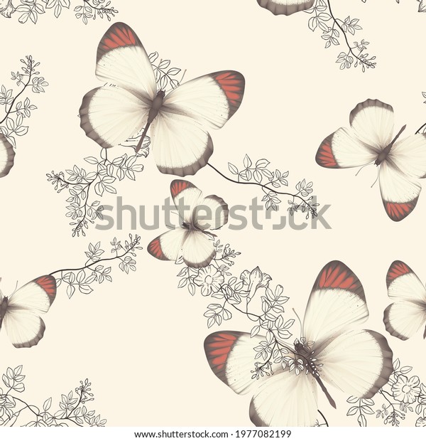 Animal Seamless Pattern Colotis Antevippe Butterfly Stock Vector ...