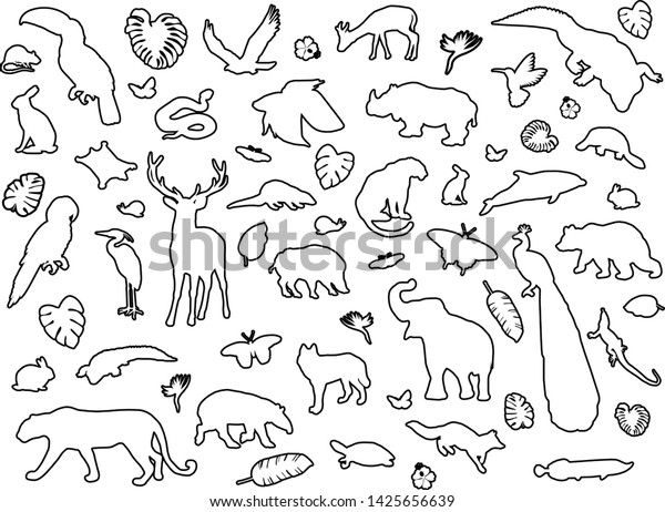 Animal Shaped Outline Isolated Vector Illustration Stock Vector ...