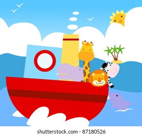 Animal Ship Stock Vector (Royalty Free) 87180526 | Shutterstock