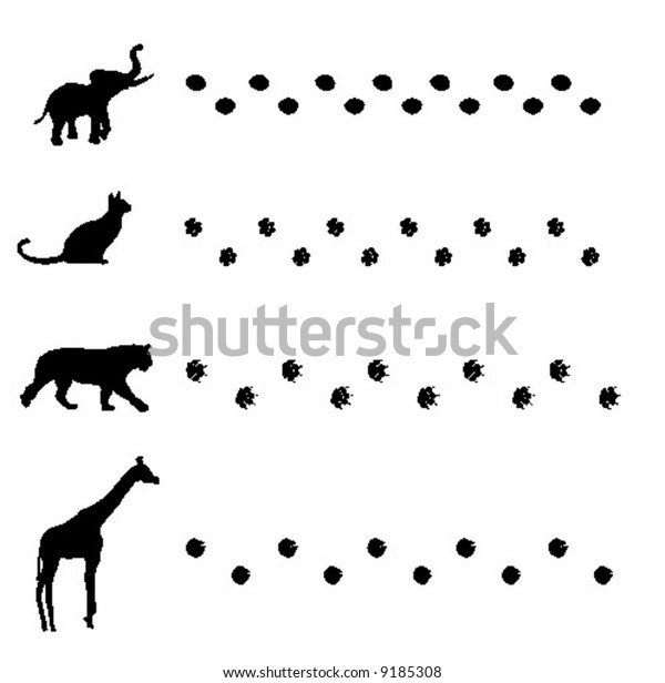 Animal Silhouette Tracks Stock Vector (Royalty Free) 9185308