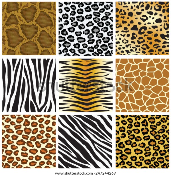 Animal Skin Seamless Pattern Set Vector Stock Vector (Royalty Free ...