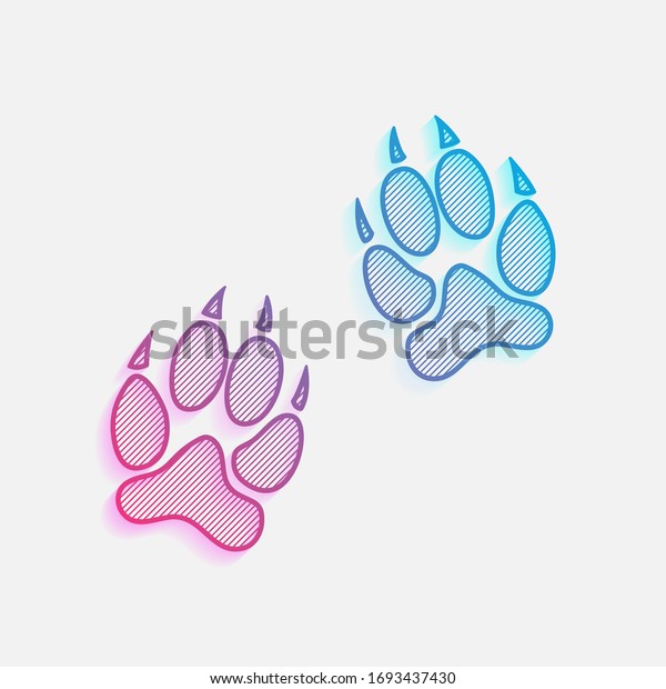 Animal Tracks Icon Colored Logo Diagonal Stock Vector (Royalty Free ...