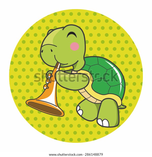 Animal Turtle Playing Instrument Cartoon Theme Stock Vector (Royalty ...