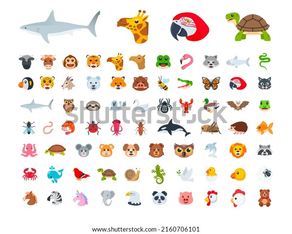 Animal Vector Emoji Set Illustrations Animal Stock Vector (Royalty Free ...