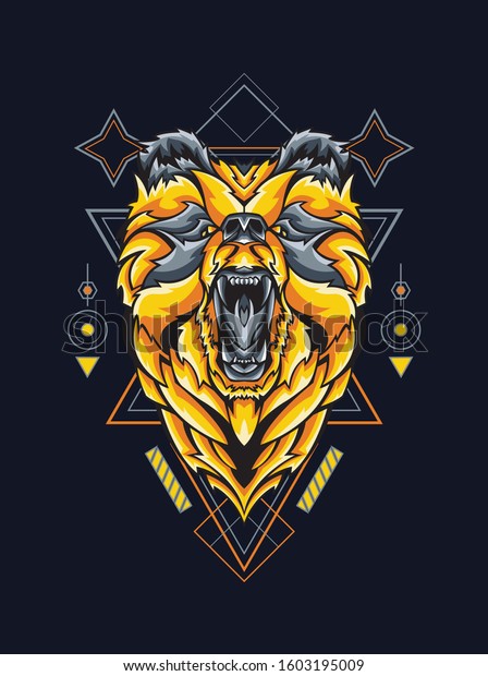 Animal Vector Illustration Gold Bear Geometric Stock Vector (Royalty ...