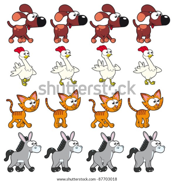 Animal Walking Animations Vector Cartoon Isolated Stock Vector (Royalty ...