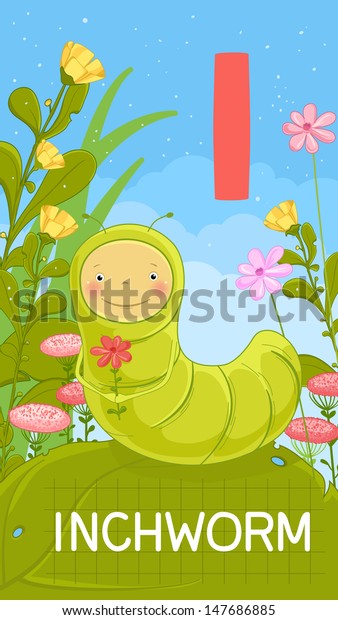 Animals Abc Letter Inchworm Alphabet Card Stock Vector (Royalty Free ...