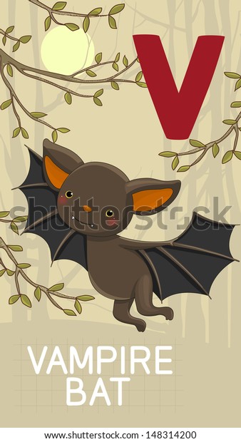Animals Abc Letter V Vampire Bat Stock Vector (Royalty Free) 148314200